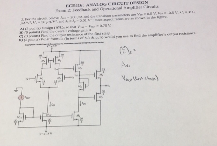 Solved: ECE416: ANALOG CIRCUIT DESIGN Exam 2: Feedback And... | Chegg.com