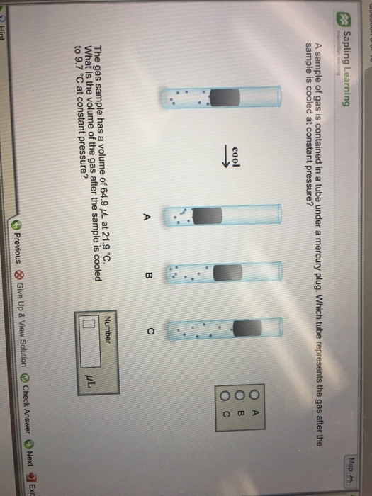 Solved: Sapling Learning Map Th A Sample Of Gas Is Contain... | Chegg.com