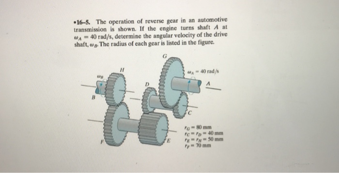 Solved ·16-5. The operation of reverse gear in an automotive | Chegg.com