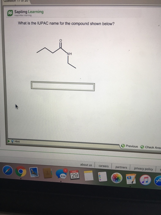 Solved: Sapling Learning What Is The IUPAC Name For The Co... | Chegg.com