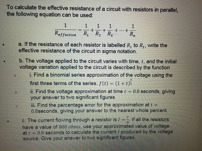 Solved: To Calculate The Effective Resistance Of A Circuit... | Chegg.com