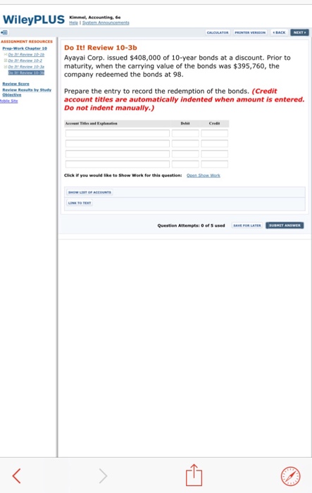 Solved: WileyPLUS RACK Prep Werk CheDo It! Review 10-3b Ay... | Chegg.com