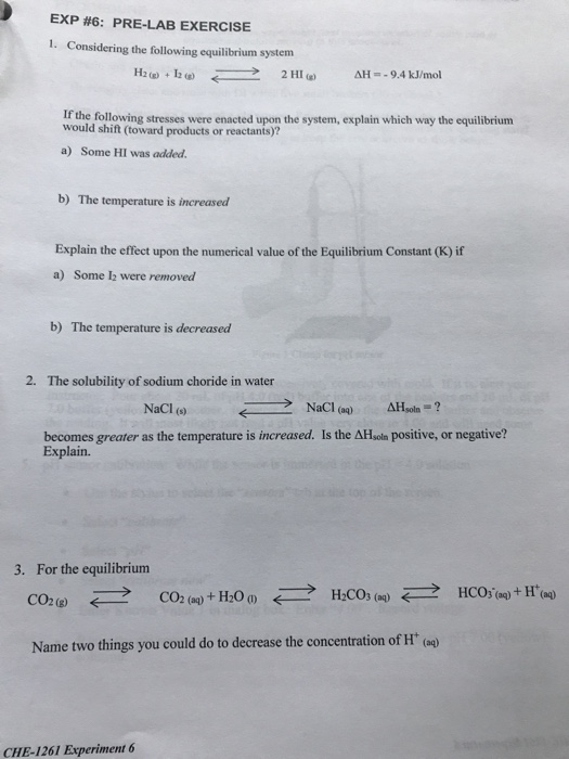 Solved: EXP #6: PRE-LAB EXERCISE 1. Considering The Follow... | Chegg.com