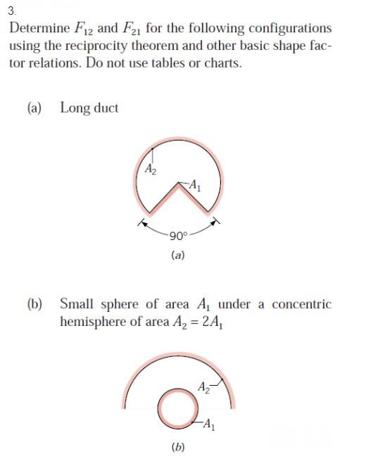 Solved 3. Determine F12 and F21 for the following | Chegg.com
