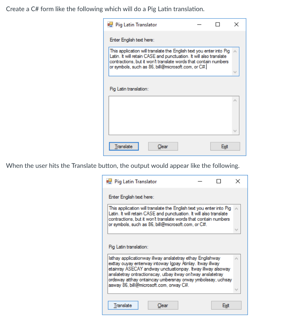Solved Create a C# form like the following which will do a | Chegg.com