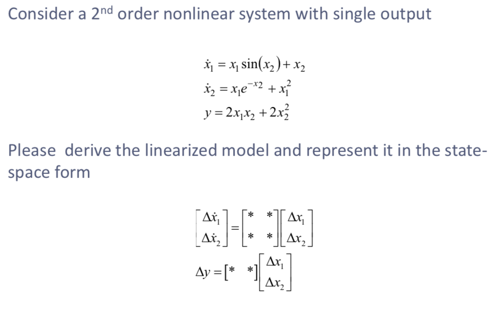 Solved Consider A 2nd Order Nonlinear System With Single