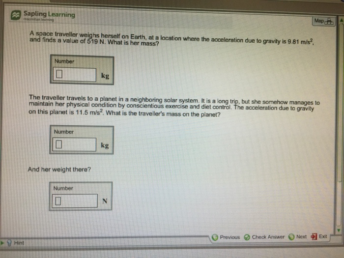 Solved: Sapling Learning Map Maomilan Lea A Space Travelle... | Chegg.com