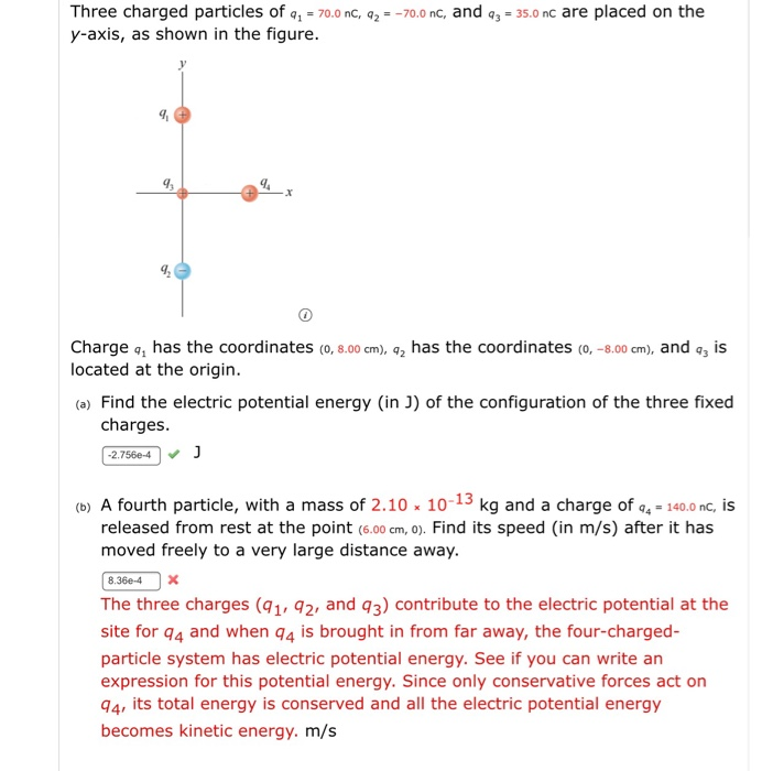 Solved: Three Charged Particles Of Q1 = 70.0 NC, Q2=-70.0 ... | Chegg.com