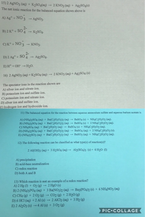 Solved: 15) 2 AgNO3 (aq) + K2SO4(aq) → 2 KNO3 (aq) + Ag2S0... | Chegg.com