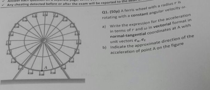 Solved: A Ferris Wheel With A Radius R Is Rotating With A ... | Chegg.com