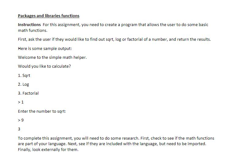 Solved Packages and libraries functions Instructions For | Chegg.com