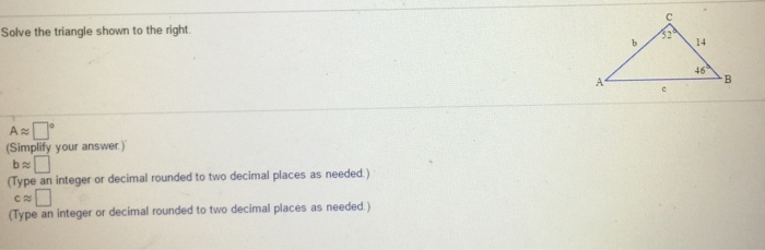 Solved Solve the triangle shown to the right. A (Simplify | Chegg.com