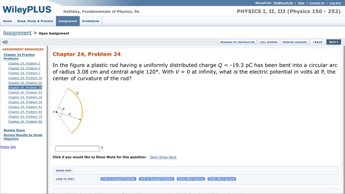 Solved: Wiley PLUS PHYSICS I, II, III (Physics 150 252) Ha... | Chegg.com