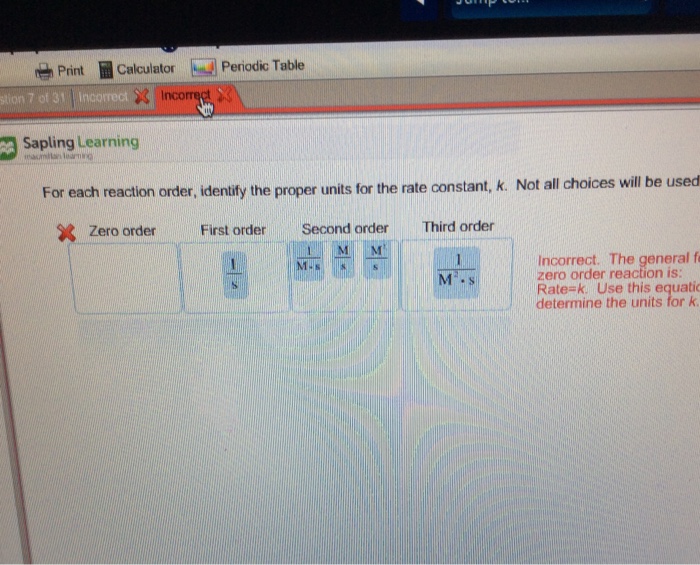 Solved: For Each Reaction Order Identify The Proper Units ... | Chegg.com