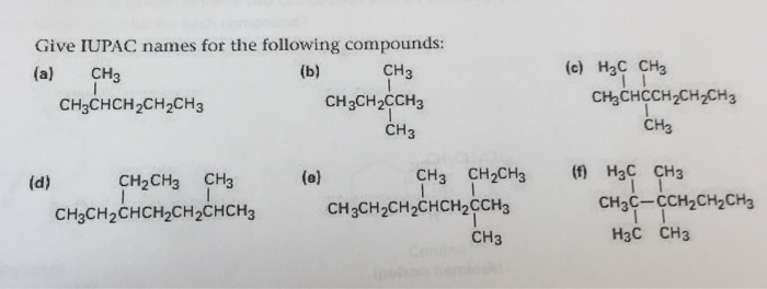 Solved: Give IUPAC Names For The Following Compounds: CH3 ... | Chegg.com