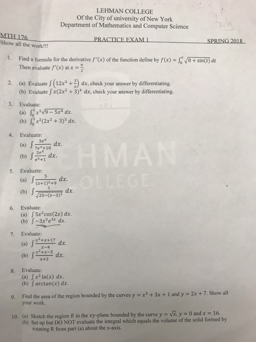 Solved: LEHMAN COLLEGE Of The City Of University Of New Yo... | Chegg.com