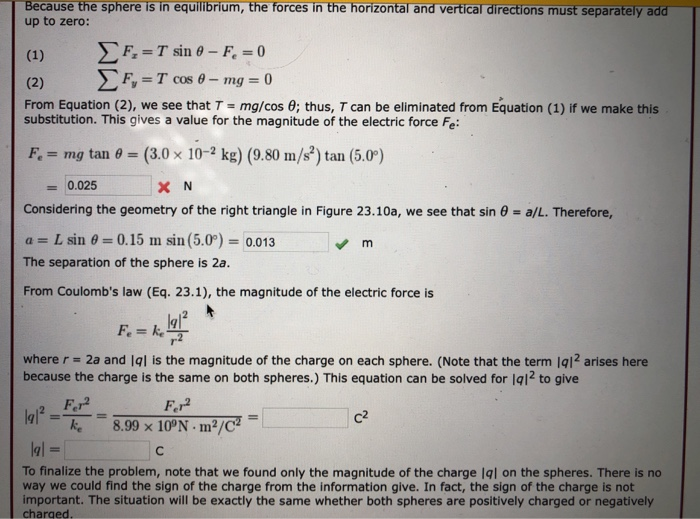 Solved: Problem Two Identical Small Charged Spheres, Each ... | Chegg.com