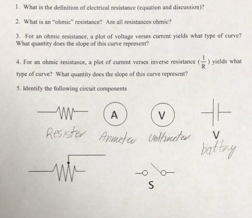 Solved 1. What is the definition of electrical resistance | Chegg.com