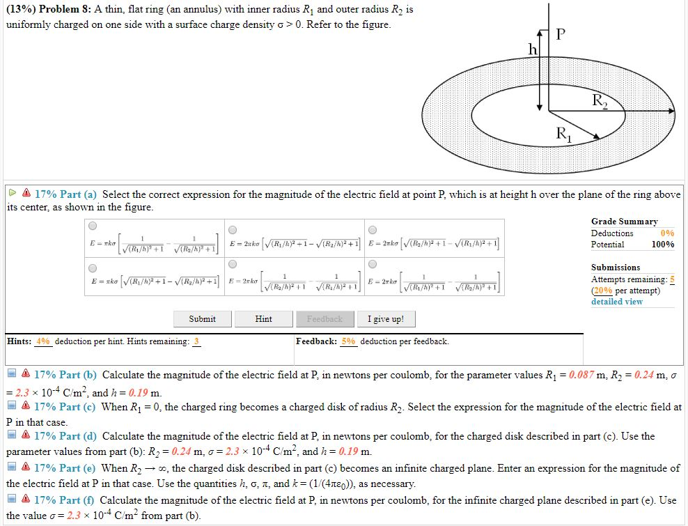 Solved: (13%) Problem 8: A Thin, Flat Ring (an Annulus) Wi... | Chegg.com