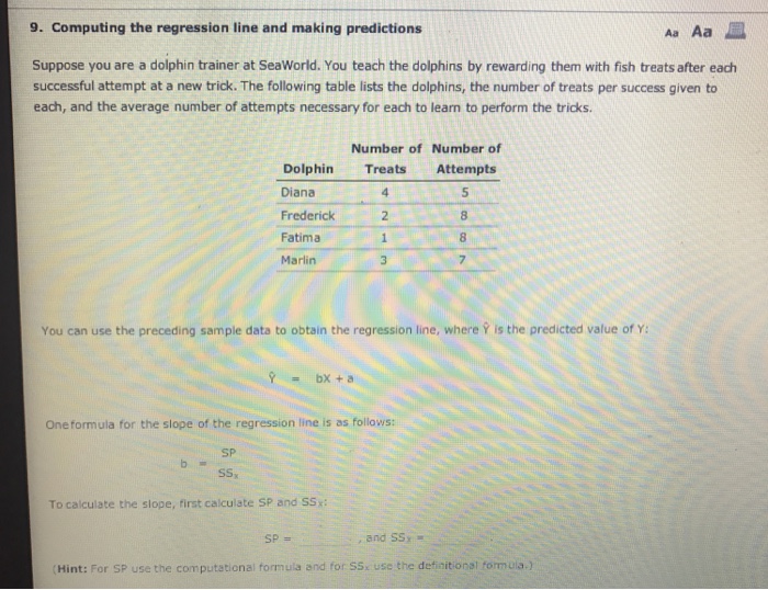 Solved: 9. Computing The Regression Line And Making Predic... | Chegg.com