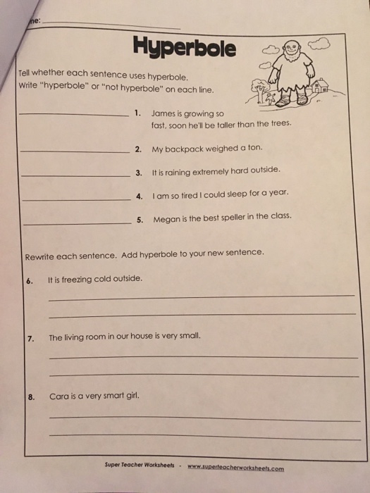 Solved Hyperbole Tell whether each sentence uses hyperbole. | Chegg.com