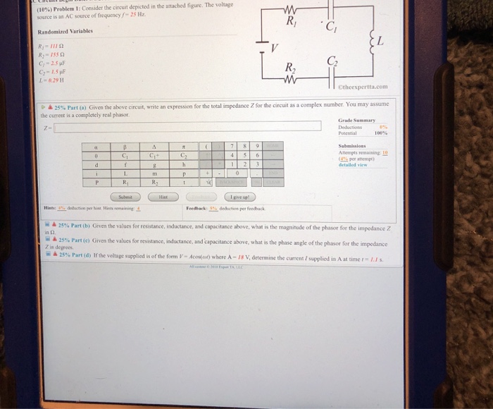 Solved: (10%) Problem 1: Consider The Circuit Depicted In ... | Chegg.com