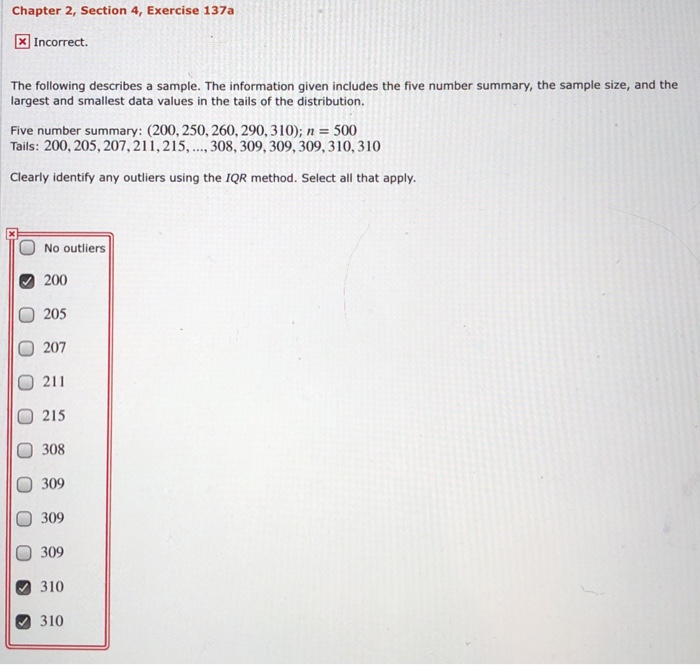Solved: Chapter 2, Section 4, Exercise 137a X Incorrect. T... | Chegg.com