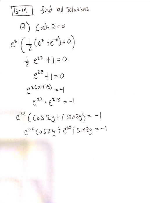 Solved Solve the equation: Solve the equation cosh z = 0 2 e | Chegg.com