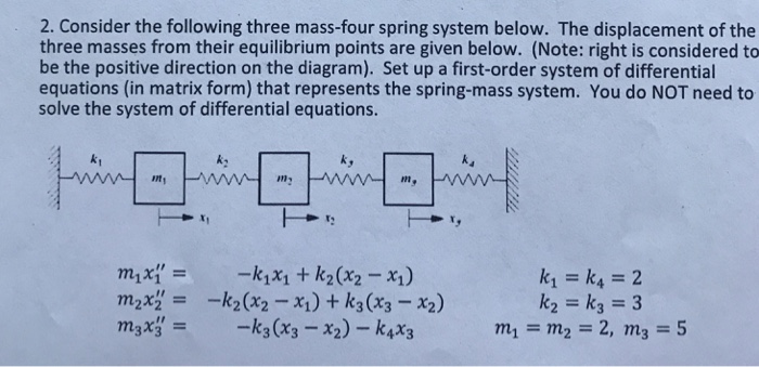 Solved: 2. Consider The Following Three Mass-four Spring S... | Chegg.com