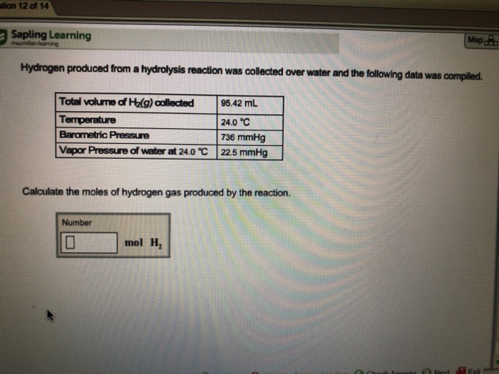 Solved: Tion 12 Of 14 Sapling Learning Map Hydrogen Produc... | Chegg.com