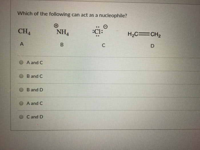 Solved: Which Of The Following Can Act As A Nucleophile? C... | Chegg.com