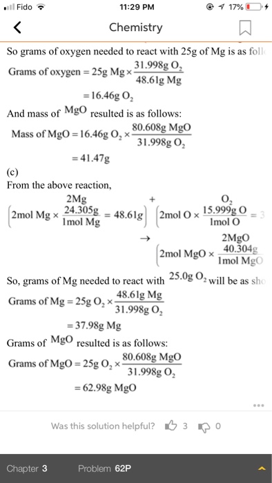 Solved 3.62 Magnesium metal burns in oxygen to form | Chegg.com