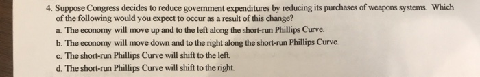 Solved 4. Suppose Congress decides to reduce govemment | Chegg.com