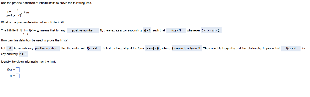 Solved Use The Precise Definition Of Infinite Limits To