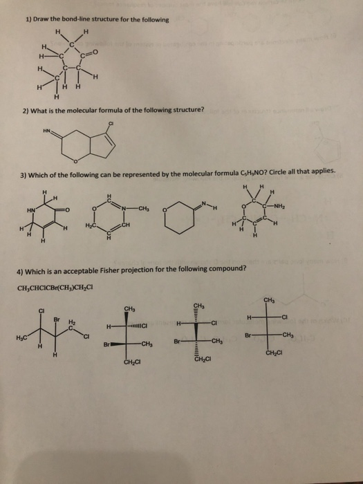 Solved 1) Draw the bond-line structure for the following H H | Chegg.com