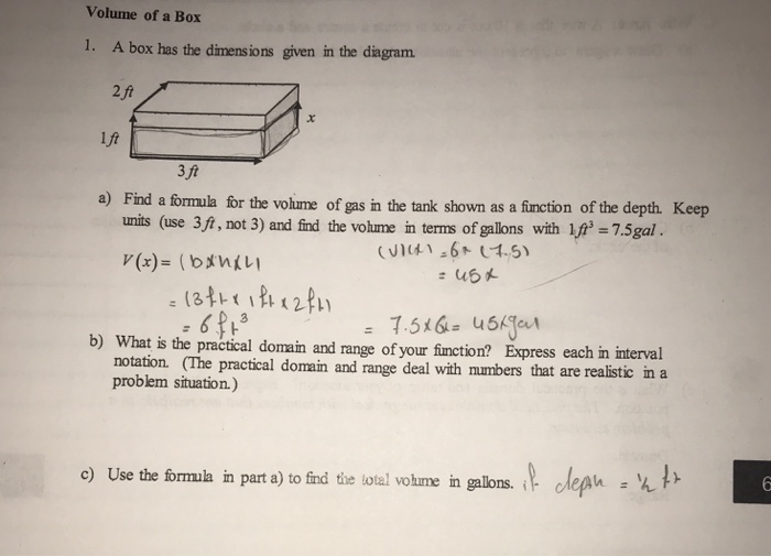 Solved Volume of a Box 1. A box has the dimensions given in | Chegg.com