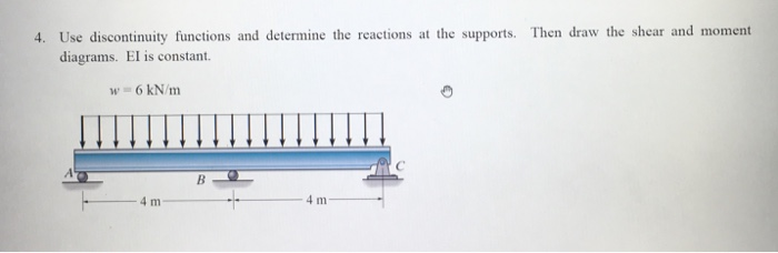 Solved 4. Use discontinuity functions and determine the | Chegg.com