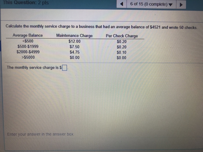 Solved This Question: 2 pts 6 of 15 (0 complete) ? Calculate | Chegg.com