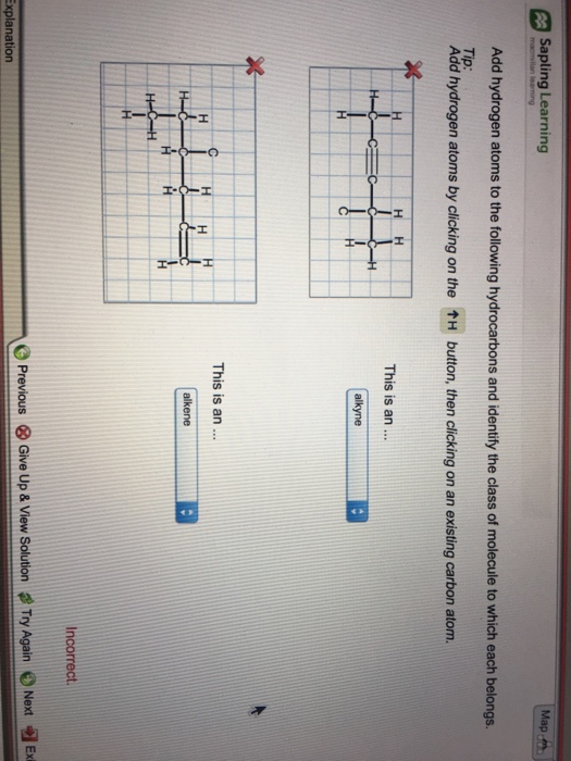 Solved: Map Sapling Learning Add Hydrogen Atoms To The Fol... | Chegg.com