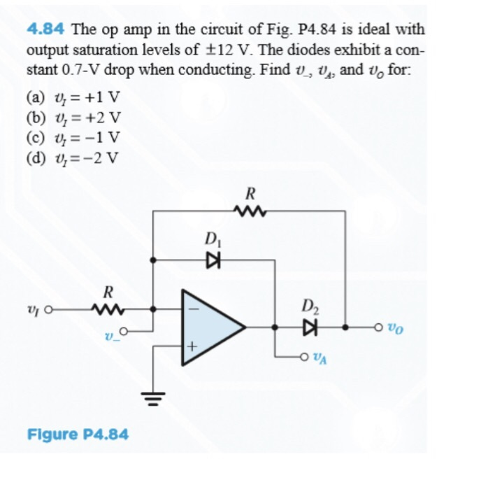 Solved 4.84 The op amp in the circuit of Fig. P4.84 is ideal | Chegg.com