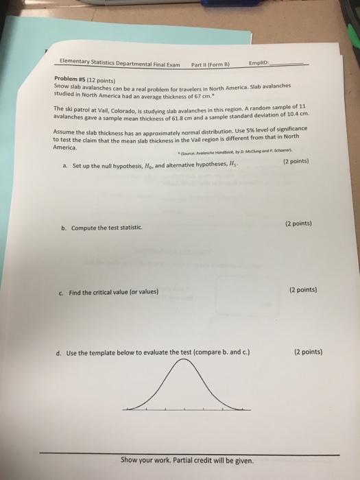 Solved: Elementary Statistics Departmental Final Exam Part... | Chegg.com