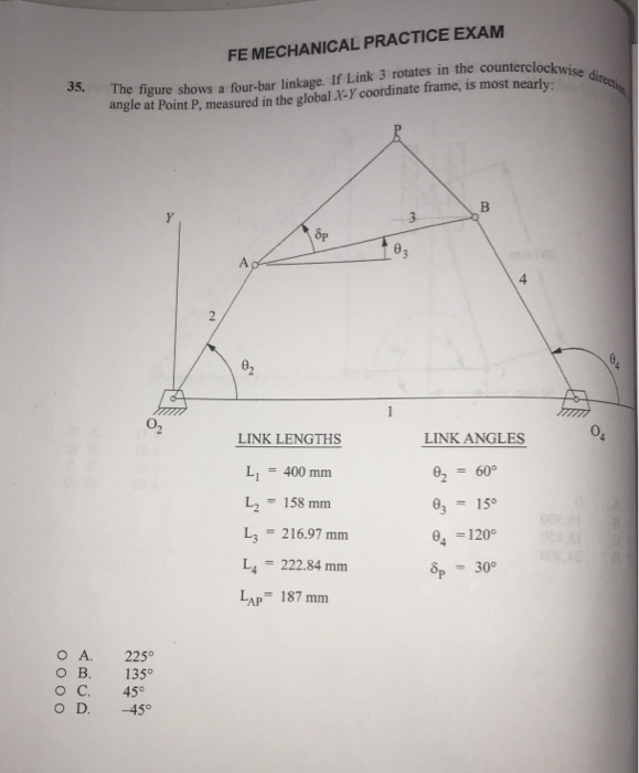 Solved: FE MECHANICAL PRACTICE EXAM Figure Shows A Four-ba... | Chegg.com