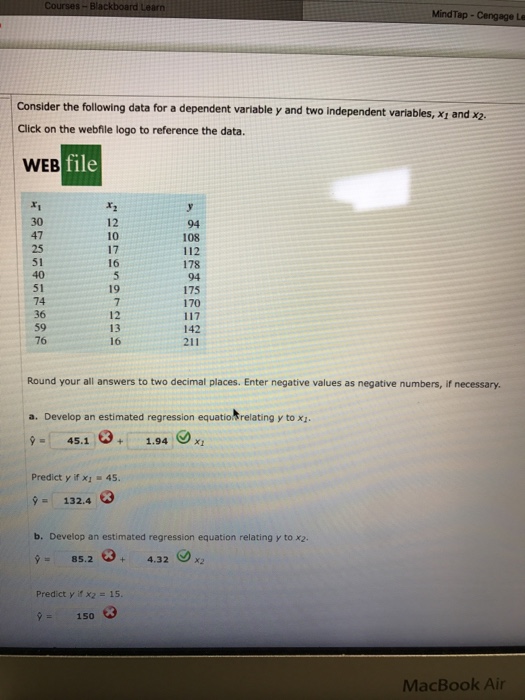 Solved: Blackboard Learn Mind Tap Cengage Le Consider The ... | Chegg.com