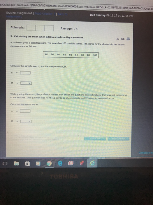 Solved: Calculating The Mean When Adding Or Subtracting A ... | Chegg.com