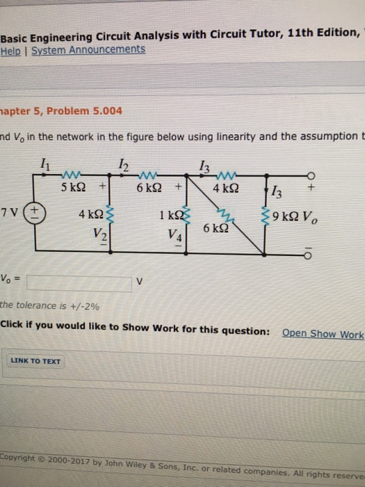 Solved: Find Vo In The Network In The Figure Below Using L... | Chegg.com