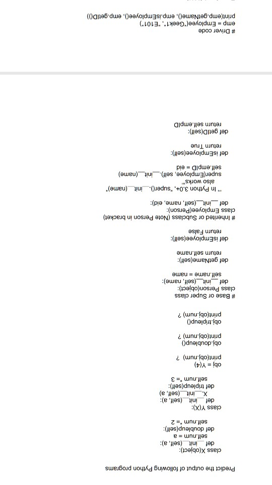 Solved Predict Output Following Python Programs Class