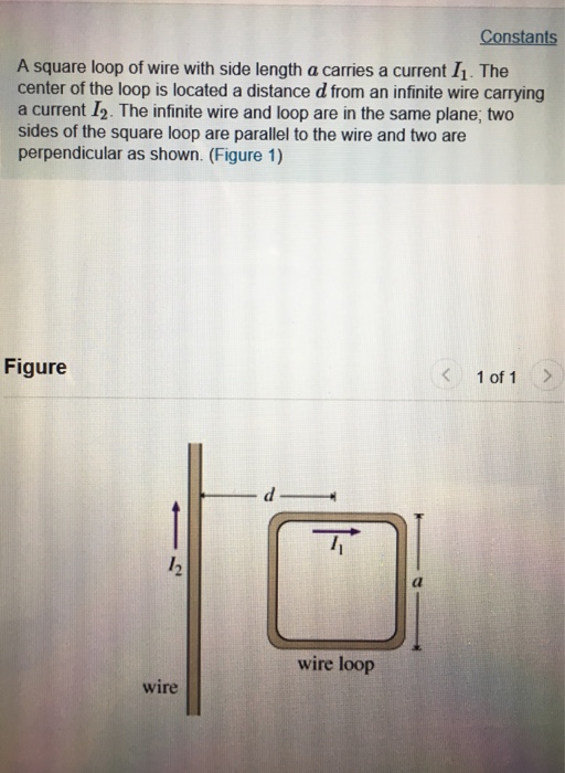 Solved: Constants A Square Loop Of Wire With Side Length A... | Chegg.com