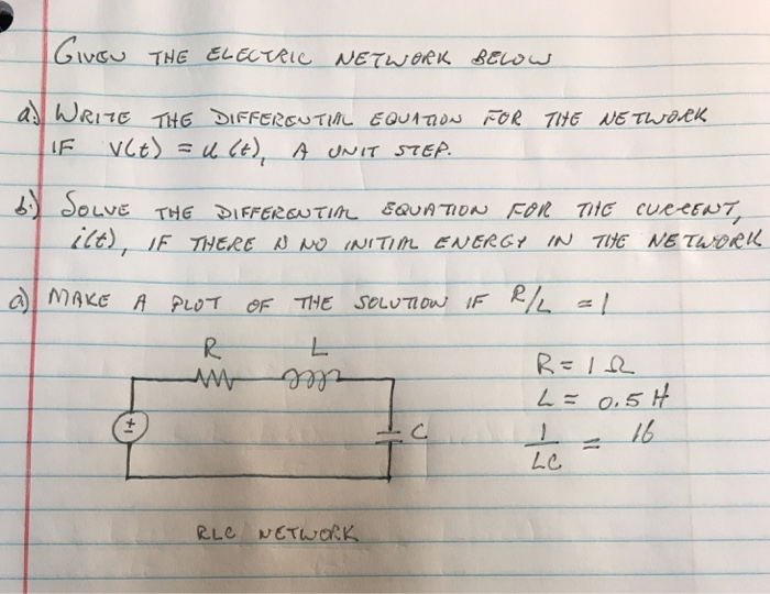 Given the electric network below (a) Write the | Chegg.com