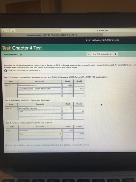 My Accounting Lab ACCT1100 FINANCIAL | Chegg.com
