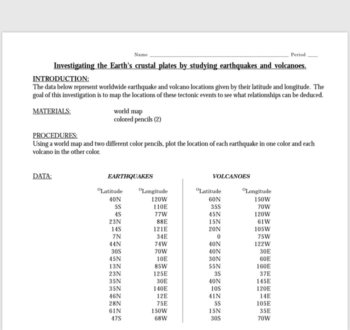 Solved How to find the earthquake and volcano by using the | Chegg.com